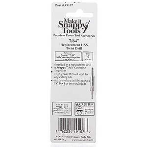 Snappy Tools Replacement HSS Drill for 7/64 Inch Self-Centering Hinge Bit #49107