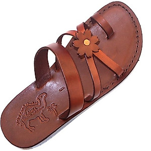 Holy Land Market Unisex Adults/Children Genuine Leather Biblical Sandals/Flip Flops/Slides/Slippers (Jesus - Yashua) Galilee Style