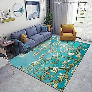 Vincent Van Gogh Almond Blossoms at Area Rugs Non-Slip Floor Mat Doormats Home Runner Rug Carpet for Bedroom Indoor Outdoor Kids Play Mat Nursery Throw Rugs Yoga Mat