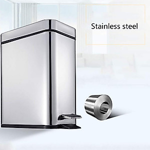 LUAN Trash Can Square Stainless Steel Kitchen Office Living Room Trash can,Foot Pedal Trash bin Removable Liner Plastic Waste bin, 5L/10L Waste Bin (Color : White-2, Size : 5L)