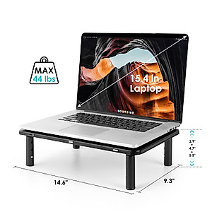 Across-Star 2 Pack Desktop Computer Riser For Monitor With Pen Slot,3 Height Adjustable Monitor Stand Riser With Airflow Vents, Metal Desk Riser Shelf Organizer For Laptop Printer TV(Black)