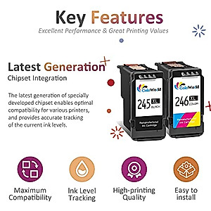 ColoWorld Remanufactured Ink Cartridge Replacement for Canon PG-245XL CL-246XL PG-243 CL-244 for Pixma MX492 MX490 TR4520 MG2522 MG2922 MG2520 MG2920 MG3022 iP2820 TS202 Printer (1 Black 1 Color)