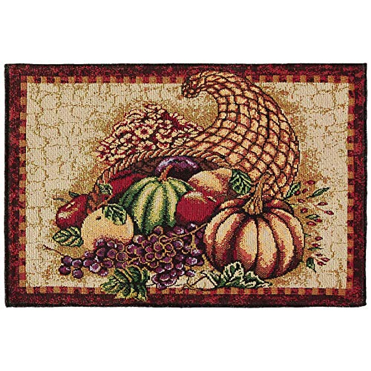 Violet Linen Fall Harvest Thanksgiving Autumn Leaves Sunflowers Fruits Pumpkins Tapestry Pattern, Polyester Cotton Woven Tapestry, Cornucopia, 13 X 19, Rectangler Set of 4, Decorative Place Mats