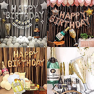 Giant Champagne Bottle Balloons 40'' Wine Goblet glass Sparkling Wine Glass Beer Cup Foil Whiskey Bottle Balloon Decoration for Bar Party Oktoberfest Birthday Baby Shower Festival Celebrations Party Supplies 6PCS