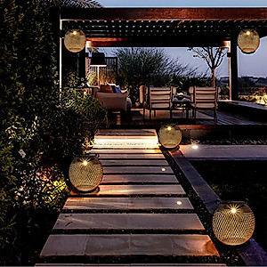 Solar Lantern - Hanging Solar Lights Outdoor Waterproof, Mesh Metal Lantern Decorative Solar Powered Patio Decor for Garden Yard Backyard Porch Table Pathway Tree Lighting, Warm White, 2 Pack