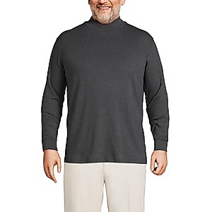 Lands' End Mens Long Sleeve Supima Mockneck Dark Charcoal Heather Regular XX-Large