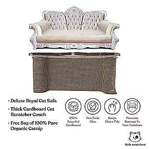 Royal Cat Couch - Thick Cardboard Cat Scratcher Couch, Fancy Cat Bed with Cat Scratch Pad, Cat Scratcher Sofa, Cat Scratchers for Indoor Cats, Cat Scratching Board, Cat Sofa, Cat Lounge