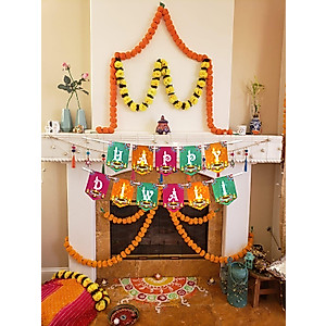 Hying Happy Diwali Banners Diwali Hanging Decorations Indian Deepavali Pennants Backdrop Festival of Lights Party Photo Props Hindu Diwali Party Banner Garlands for Home Diwali Decor Supplies Favor