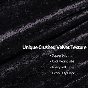 TAMGHO Crushed Velvet Curtains for Living Room 2 Panels Set, Room Darkening Black Velvet Window Curtain 84 inches Long with Lining, 37 inches Wide, Rod Pocket Drapes