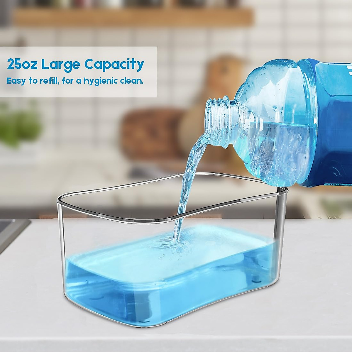 HOMEXCEL Dish Soap Dispenser with 24 Scrub Sponges for Kitchen Sink, 2 in-1 Premium Soap Dispenser with Sponge Holder, 24 Cleaning Sponges with Dishwashing Soap Pump Dispenser for Kitchen Countertop