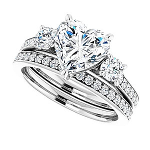 2 CT Heart Cut VVS1 Colorless Moissanite Engagement Ring Set, Wedding/Bridal Ring Set, Sterling Silver Vintage Antique Anniversary Promise Ring Set Gift for Her (4)