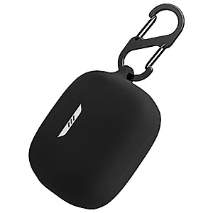 Geiomoo Silicone Carrying Case Compatible with JBL Tune 130NC TWS, Portable Scratch Shock Resistant Cover with Carabiner (Black)
