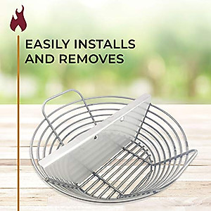 Kick Ash Basket Charcoal Barbecue Ash Basket, Large BBQ Divider for Large Big Green Egg, Classic Joe, Primo Oval X-Large, and Vision Kick Ash Grill Baskets - Designed in Wisconsin