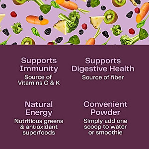 Amazing Grass Greens Blend Antioxidant: Super Greens Powder Smoothie Mix with Organic Spirulina, Beet Root Powder, Elderberry, Bilberry, Prebioitics & Probiotics, Sweet Berry, 30 Servings