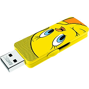 Emtec M700 Flash Drive, 16GB, Tweety Bird USB 2.0 Capless Slide-Open System