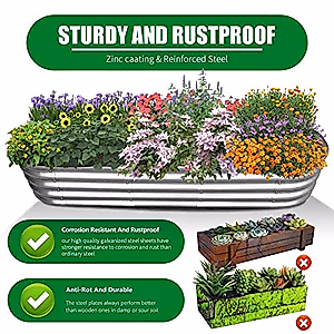 6 ft x 2 ft Raised Garden Bed Metal Elevated Planter for Vegetable Flower Herb