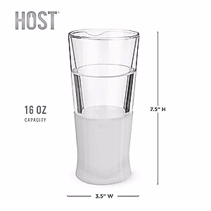 Host FREEZE Beer Glasses, Frozen Beer Mugs, Freezable Pint Glass Set, Insulated Beer Glass to Keep Your Drinks Cold, Double Walled Insulated Glasses, Tumbler for Iced Coffee, 16oz, Set of 2