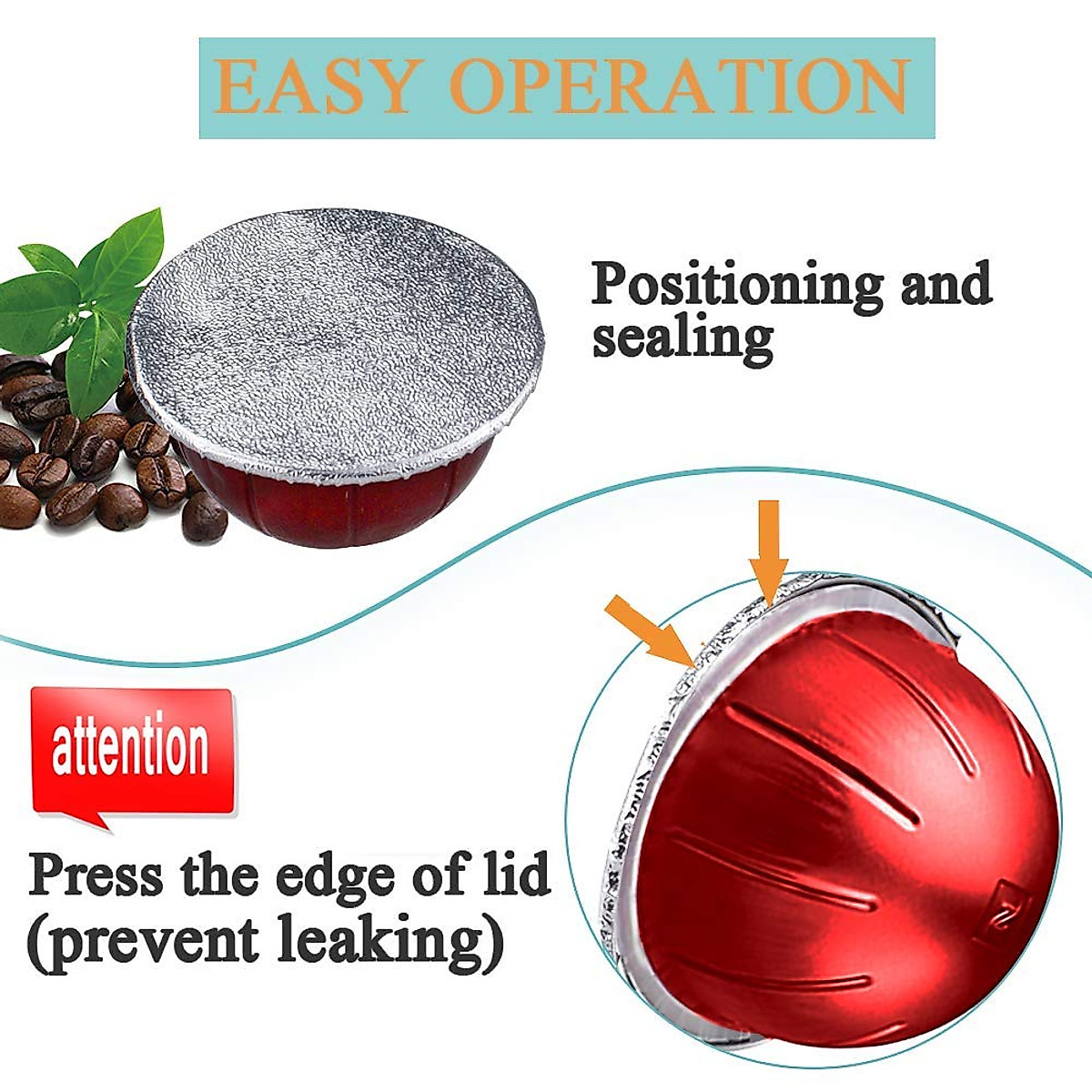 CAPMESSO Aluminum Foils Lids to Reuse Vertuoline Capsules Coffee Pods Compatible with Nespresso VertuoLine Machine 64mm(100/package)