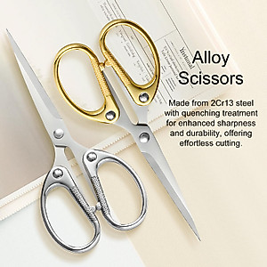 Premium 4.72-inch All Stainless Steel Office Scissors, Ultra-Sharp Multi-Purpose Shears for Fabric, Crafts, and General Use, Gold and Silver