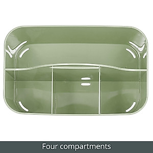 mDesign Small Plastic Shower/Bath Storage Organizer Caddy Tote with Handle for Dorm, Shelf, Cabinet - Hold Soap, Shampoo, Conditioner, Combs, Brushes, Lumiere Collection, Olive Green