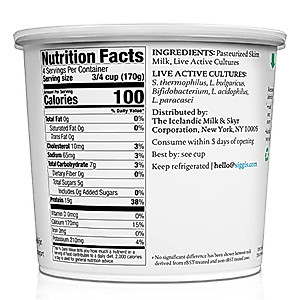 siggi's® Icelandic Strained Nonfat Yogurt, Plain, 24 oz. Multiserving Container – Thick, Protein-Rich Yogurt Snack