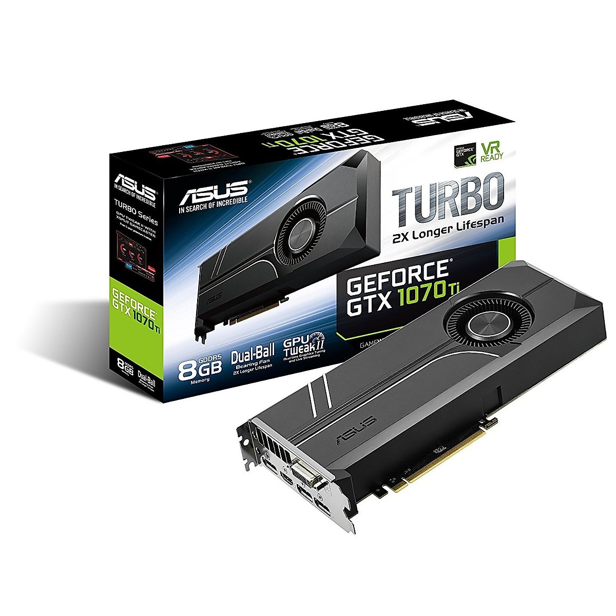 ASUS GeForce® GTX 1070 TI 8GB GDDR5 Turbo Edition VR Ready DP HDMI DVI-D Graphics Card (TURBO-GTX1070TI-8G)