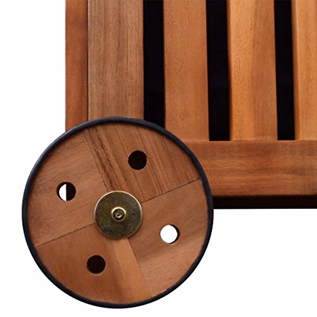 Festnight 2 in 1 Mutifunctional Garden Storage Bench Wood Pool Deck Box with 2 Wheels Outdoor Yard Patio Seat Container Outdoor and Indoor Use Furniture 46 x 20 x 23 Inches (L x W x H)