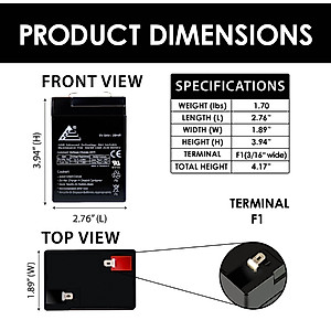 ExpertPower 6V 5AH AGM SLA Rechargeable Battery Replaces 4ah 4.5ah