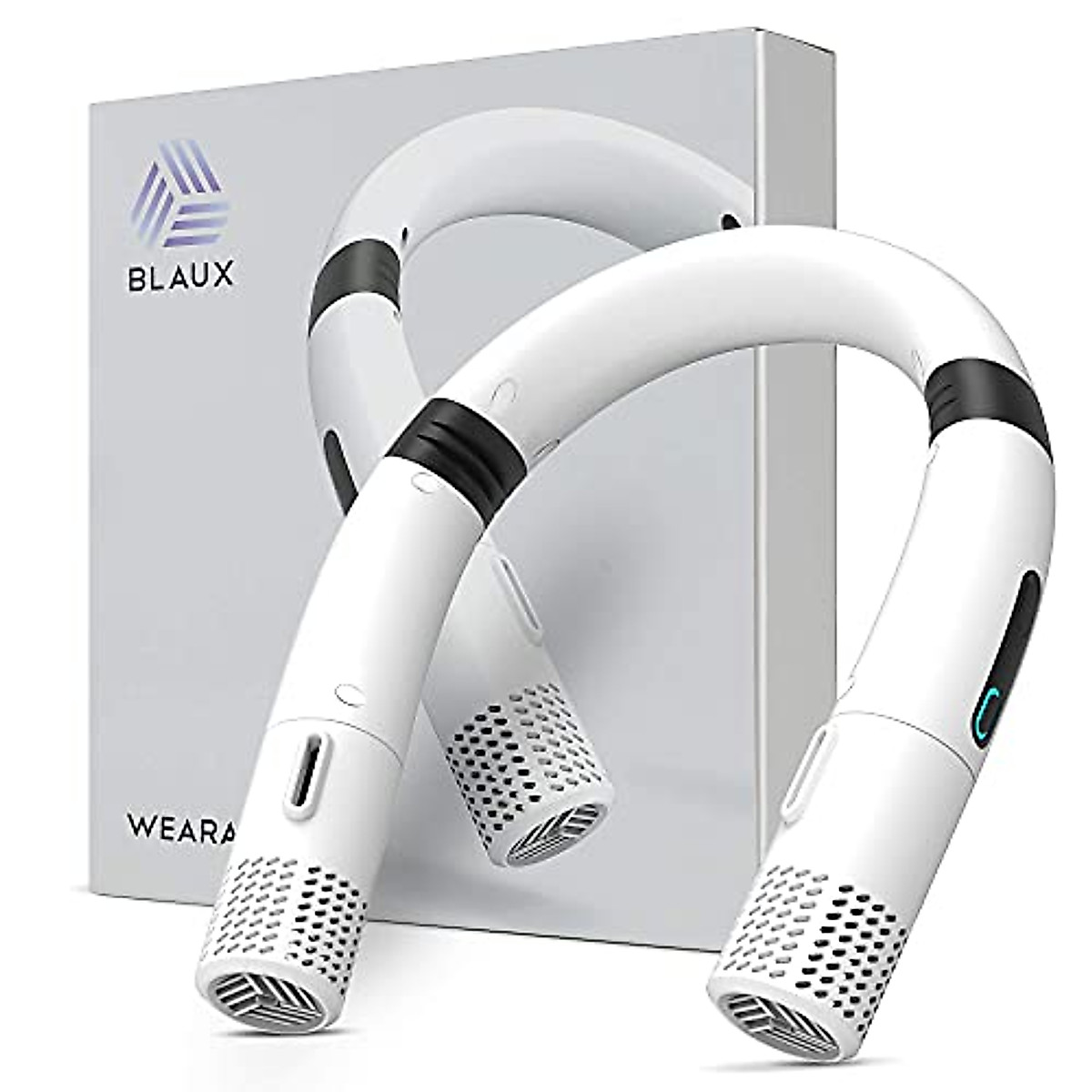 Blast Auxiliary by Blaux Neck Fans for Women - Portable Neck Fan with 18 Hour Rechargeable Battery | 120° Rotatable Bladeless Neck Fan | Three-Speed Neck Cooler | Wireless Personal Fans For Your Neck