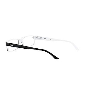 Ray-Ban RX5114 Rectangular Prescription Eyeglass Frames, Black On White/Demo Lens, 52 mm