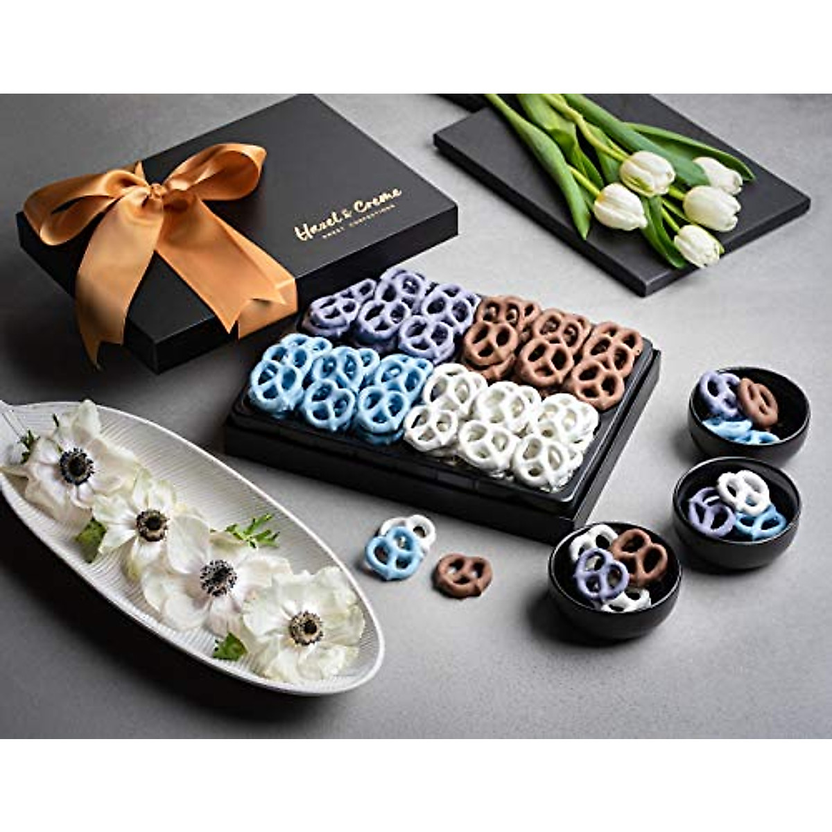 Hazel & Creme Yogurt Pretzels - Chocolate Covered Pretzels - Gourmet Holiday Pretzels - Assorted Gourmet Flavors - Thank You, Birthday, Sympathy Gift