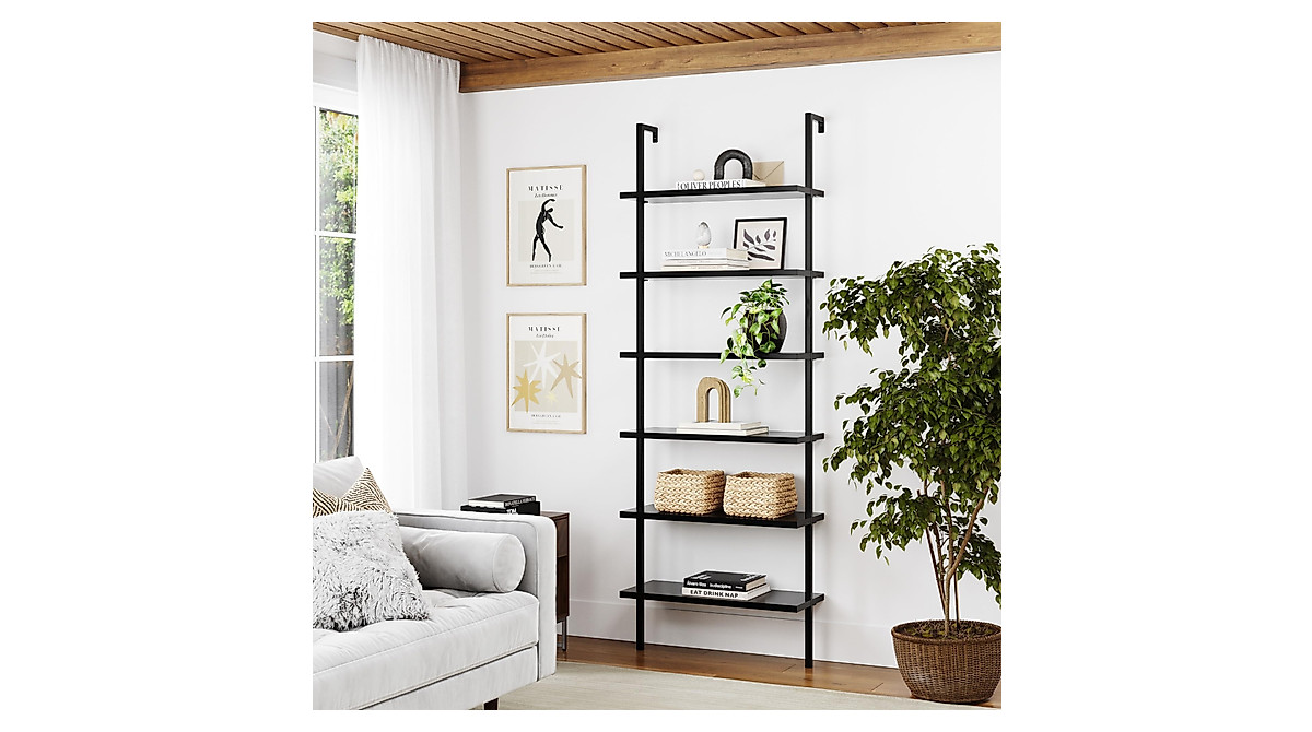 Nathan James Theo 6-Shelf Tall Bookcase - Modern Wall Mount
