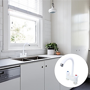 Faucets Sink Plastic Handle: Tap with Bath for Mixer Side Head Handle Bathroom - Home Sinks Spout Basin Practical Faucet Nozzle Double Lavatory Kitchen Sprayer Swivel