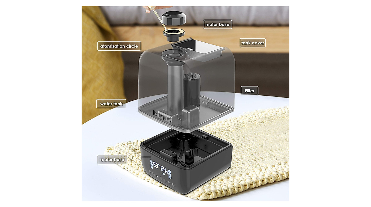 HemingWeigh Ultrasonic Mist Air Humidifier - Quiet & Remote Control