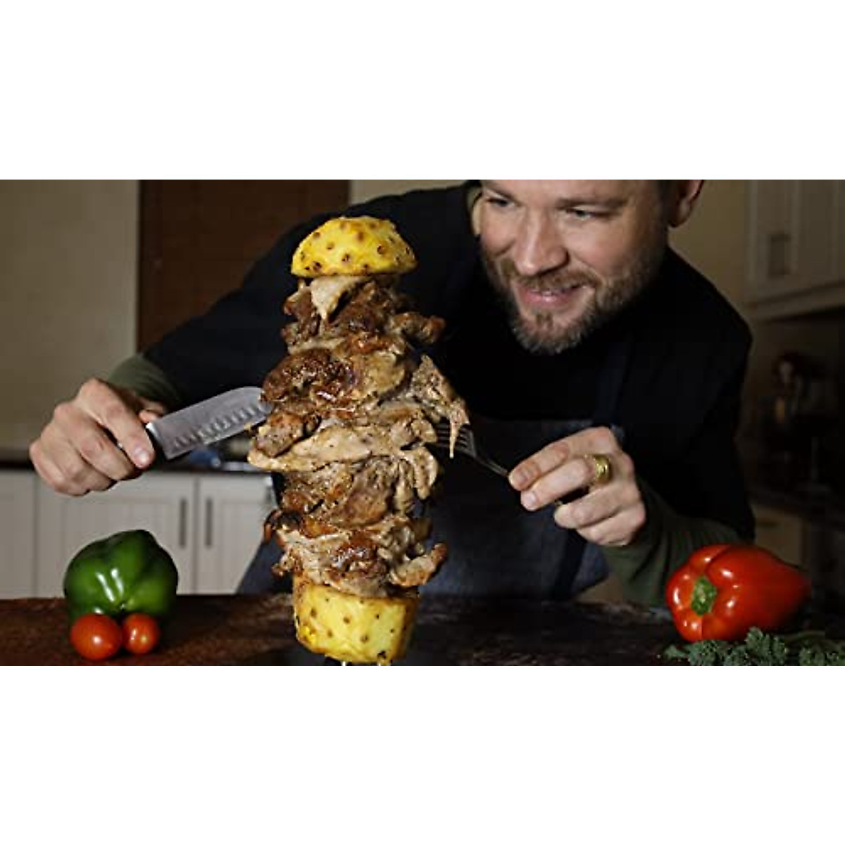 Kütral Vertical Skewer, Shawarma stand (9- and 12-Inches spike) Brazilian Skewer for Tacos Al Pastor,This Vertical Barbeque Grilling Rack Comes with Silicone Basting Brush