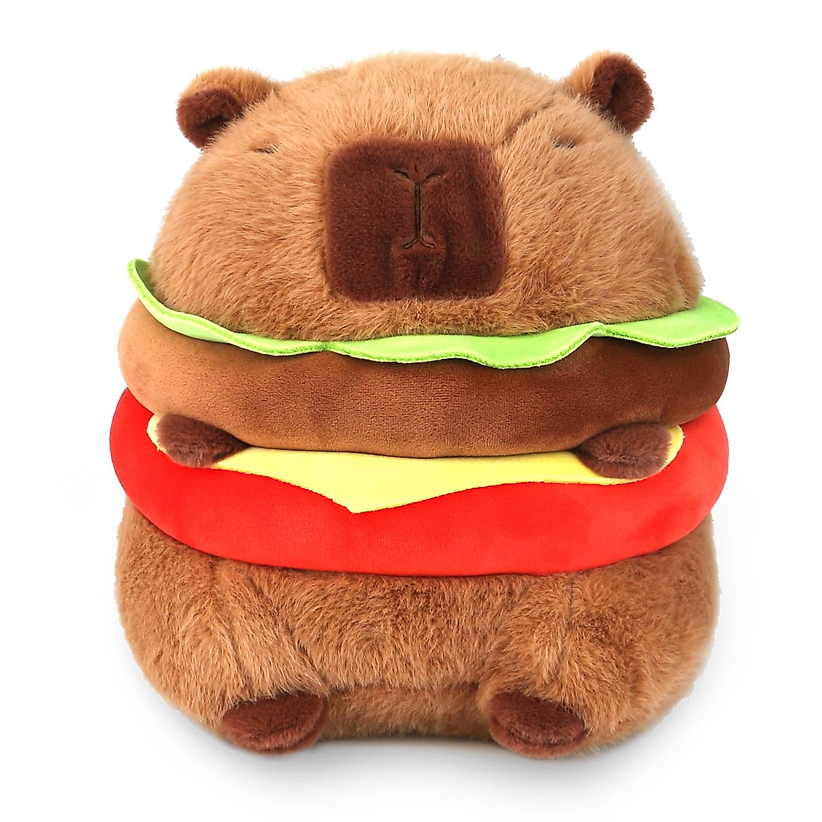 Riuhot Cute Hamburg Capybara Plush Pillows Soft Capybara Stuffed Animals Capybara Plushie Birthday Christmas Valentine's Day Gift for Kids（7.87in）