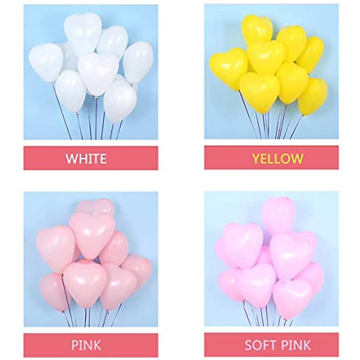 100 10-inch Color Heart shaped balloons 10 Kinds of Rainbow Party Latex Balloons for Valentines Day,Propose Marriage,Wedding Party…