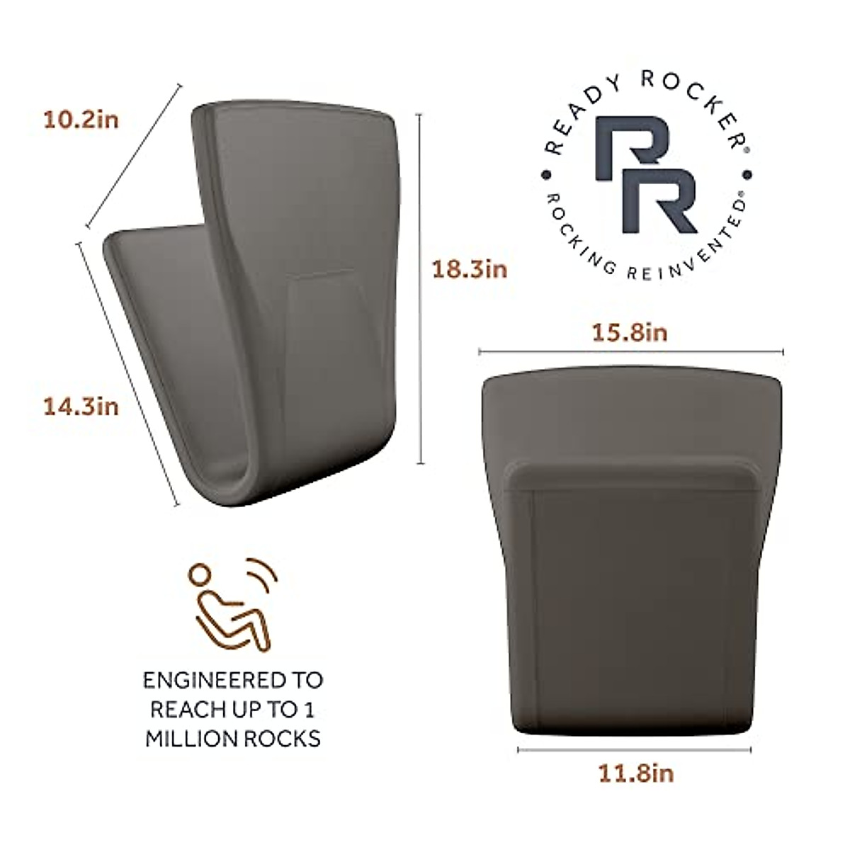 READY ROCKER Portable Rocking-Chair - Ideal for Nursery Furniture, Home-Office-Chair-Outdoor-Use, Travel for Moms, Dads, Seniors - Replaces Need for Glider - Baby Registry-Shower Gift | Modern Grey