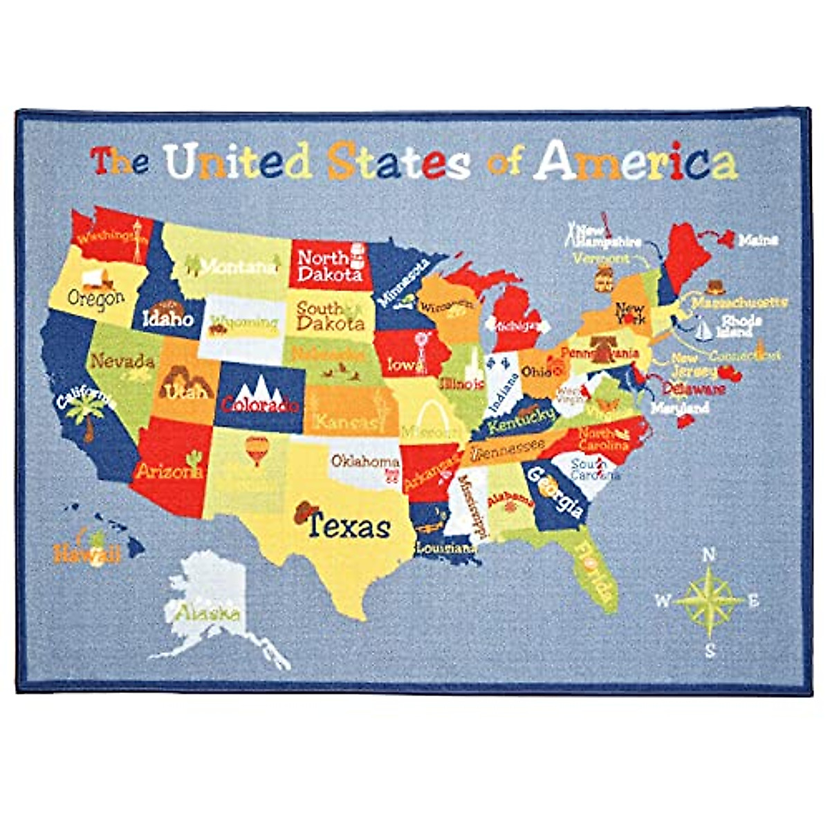 USA Map Carpet Educational and Fun Learn USA States for Kids Boys Girls Bedrooms Playrooms Daycares Classrooms Area Rug United States Map (3'3" x 4'5")
