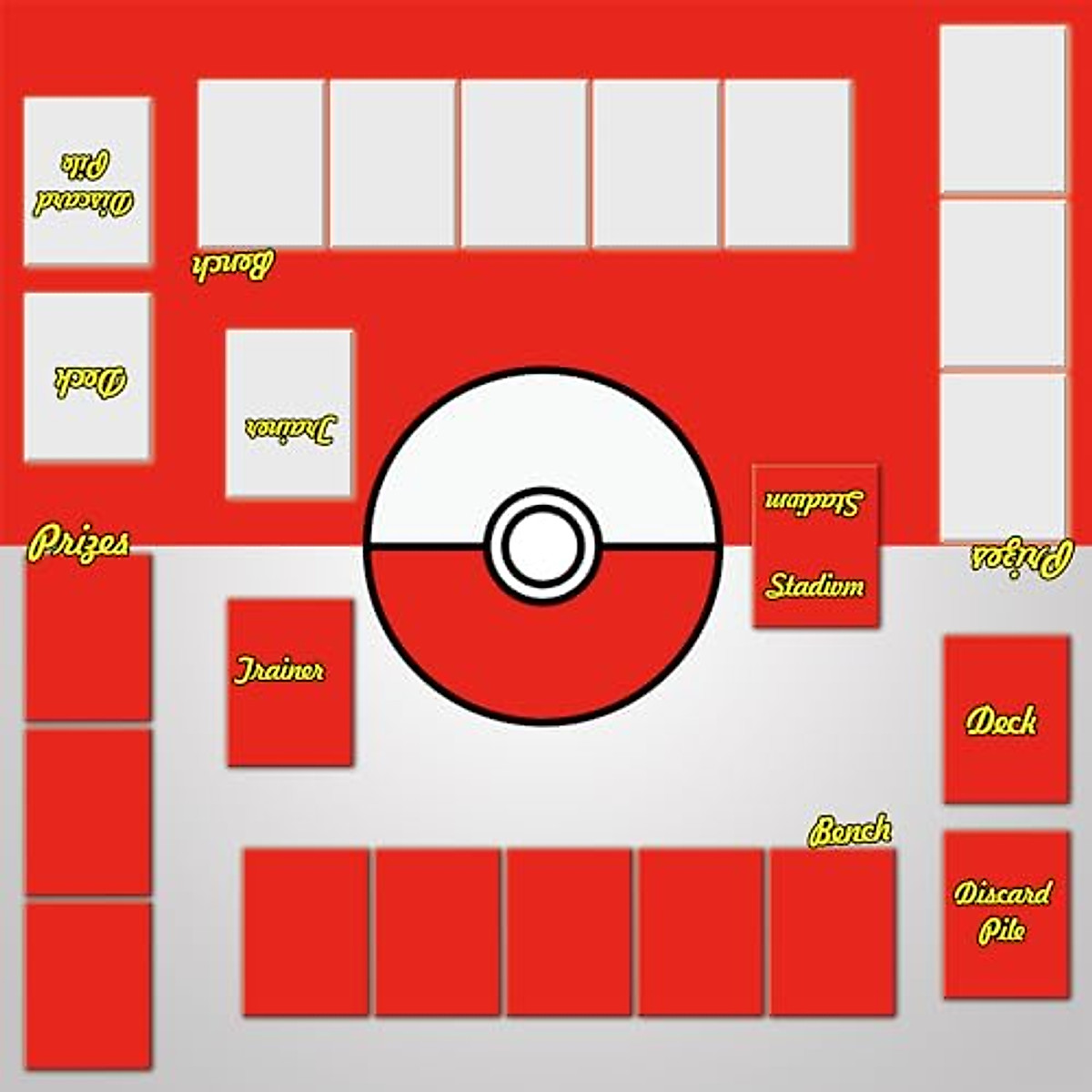Biouai Playmat for Trading Card Game - Stitched Play Mat with Tube for Card Gameplay with Zones, 2 Player Trainer Game Playing Mats (Red-1)