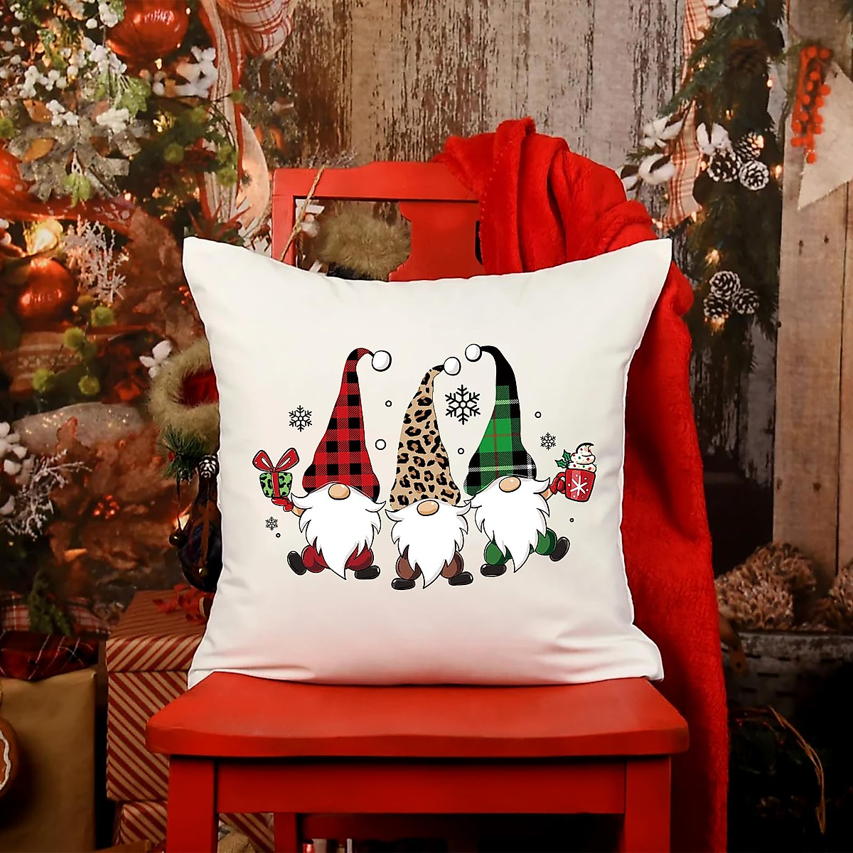 Christmas Iron on Decals for Clothing HTV Heat Transfer Stickers 12pcs Iron on Patches Buffalo Plaid Sticker for Clothes Bag Pillow Covers DIY Decorations (Christmas Red-12pcs)