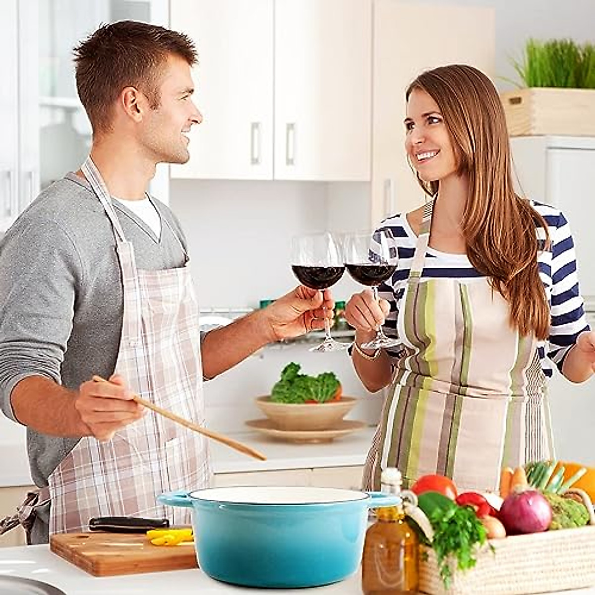 COOKWIN Enameled Cast Iron Dutch Oven, 5 QT Bread Baking Pot with Self Basting Lid, Non-stick Enamel Coated Cookware Pot, Great Christmas Gifts for Family, Teal