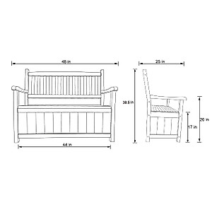 Shine Company Ashton Outdoor 2 Person Large Wooden Patio Storage Bench – White