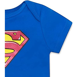 WARNER BROS Justice League Batman Superman The Flash Newborn Baby Boys 5 Pack Cosplay Costume Bodysuits Logo 3-6 Months