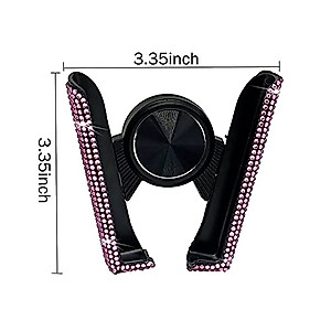 SUNCARACCL Bling Car Phone Holder, 360 Degrees Adjustable Crystal Auto Car Mount Phone Holder for Dashboard,Windshield and Air Vent (Pink)