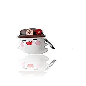 Wei-Secret Used forAirpods 1&2 Charging Case Cover , Cute Cartoon Anime AirPods Case ,Silicone Airpods Cover with Keychain (Hu Tao-1&2)