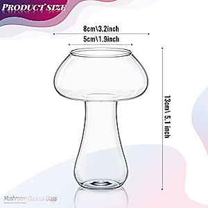 2 Pcs Mushroom Cocktail Glass Creative Martini Mushroom Glass Cup Glass Goblet Drink Cup for Wine Champagne Cocktail Home Bar Party, 260 ml
