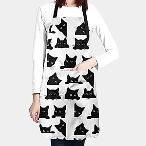 Black Cats Kitchen Aprons For Women Men Plus Size With 2 Pockets Waterproof Adjustable Neck Strap For Thanksgiving,Christmas,Cooking,Baking & Painting