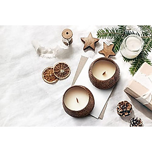 Cocowhoa Coconut Shell Candle, Scented Soy Essential Oil Infused Candle, Natural Wood Wick, Made with Reclaimed Coconut Shells, Eco-Friendly, Toasted Coconut Scent