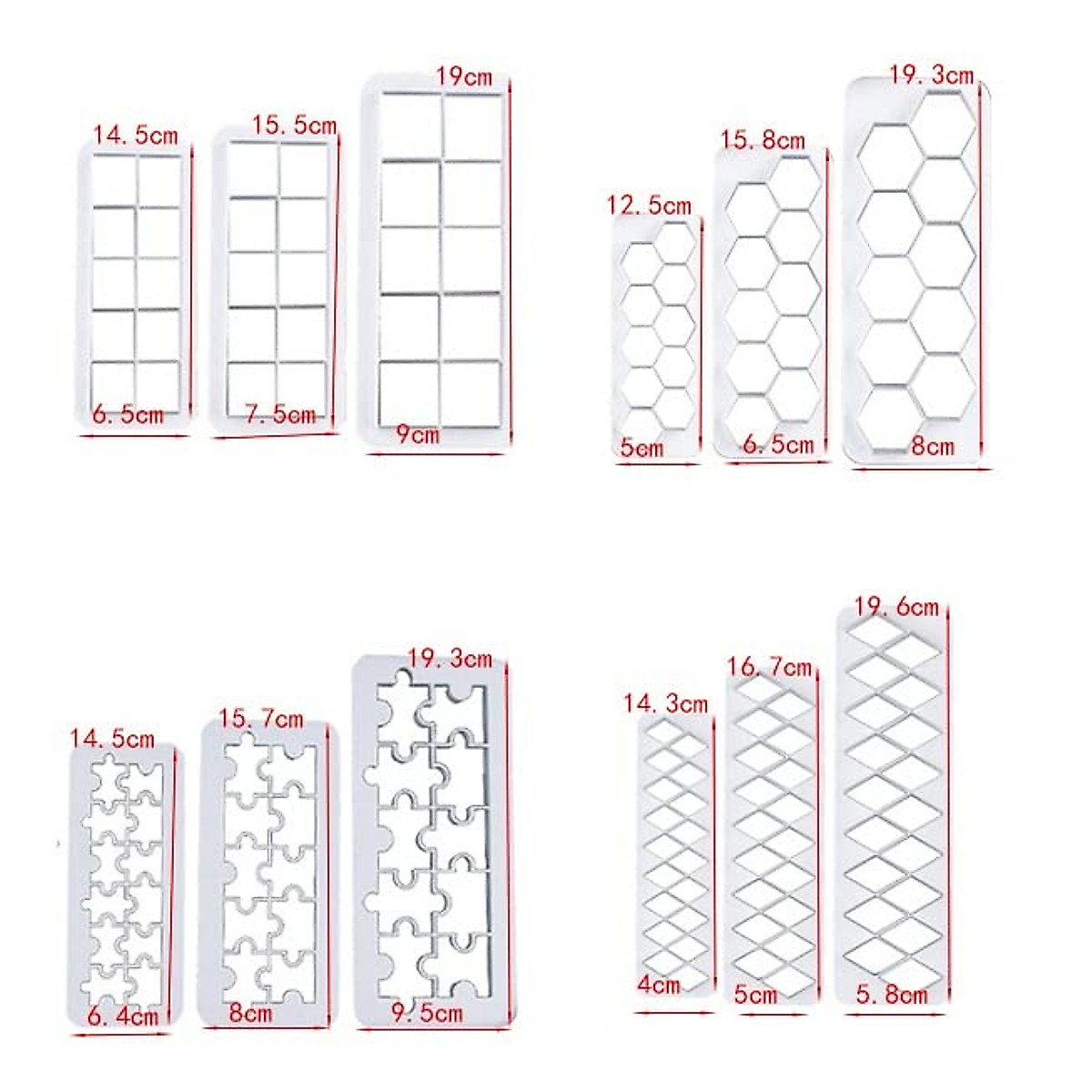 Hexagon Cookie Cutter-Square Fondant Cutters-Puzzle Fondant Cutters,Cake Mold Rhombus Fondant Cutters,Geometric Biscuit Cutters Football Fondant Impression Mat Cake Border Decorating Tool
